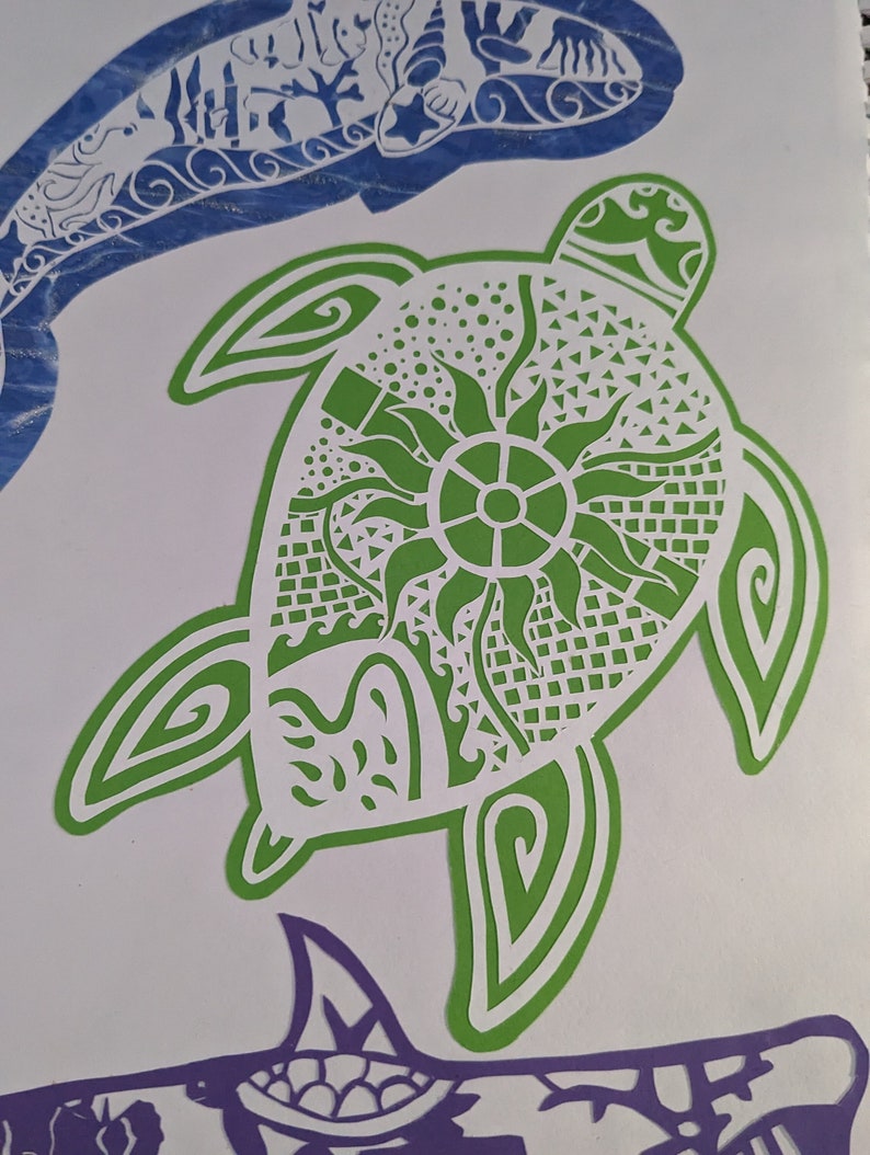 Sea Turtle Papercut Template - Etsy UK