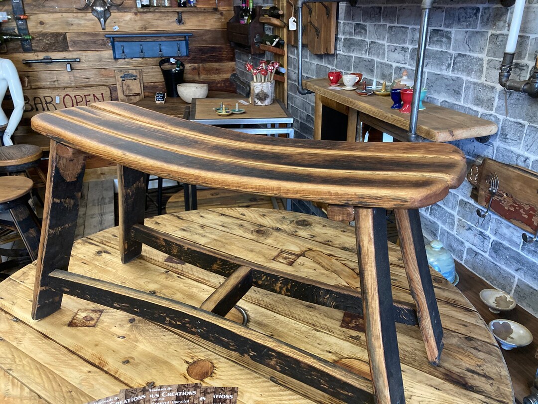Handcrafted Bench Made From Old Oak Whisky Barrel Staves. - Etsy