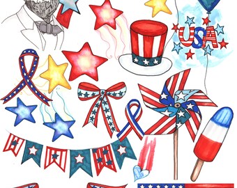 Patriotic USA Clipart Set - Etsy