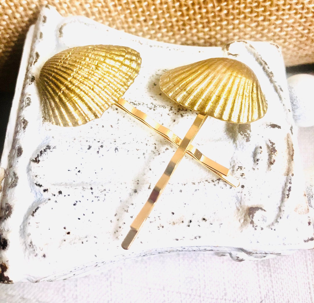 BEST SELLER Gold Shell Hair Pins Bobby Pin 2 Pc. Set Hair Pins Real ...