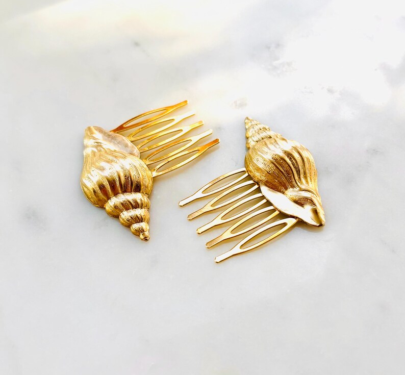Gold Shell, Hair Comb Set, Beach Modern, Accessories, Hair Clip, Pins ...