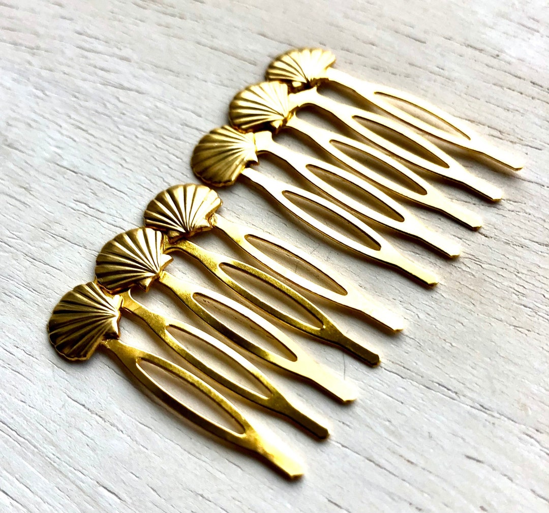 Gold Shell Hair Comb Set: Beach Wedding Hair Accessories - Etsy