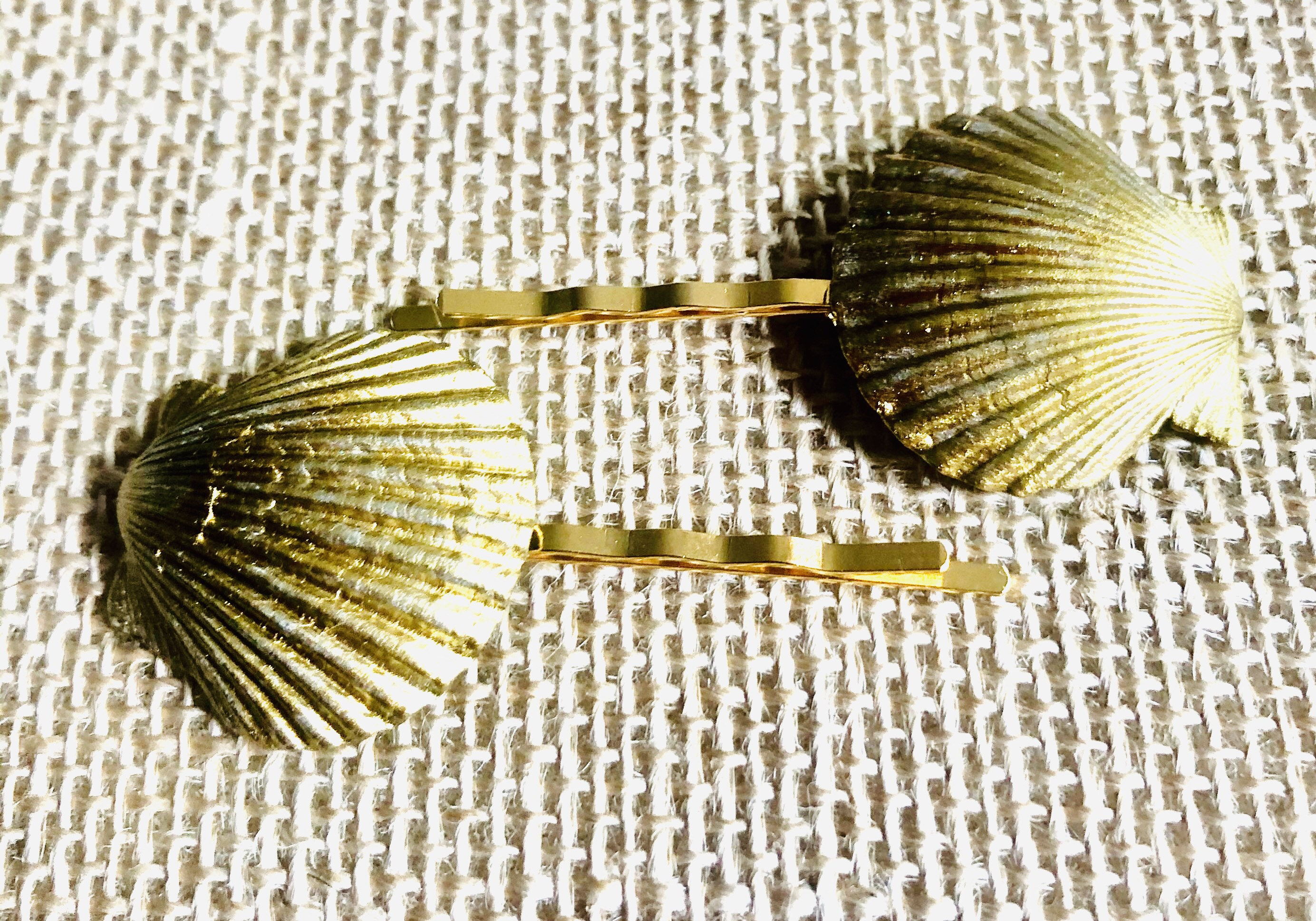 Gold Shell Hair Pins Bobby Pin 2 pc. Set Hair Pins Real Sea | Etsy