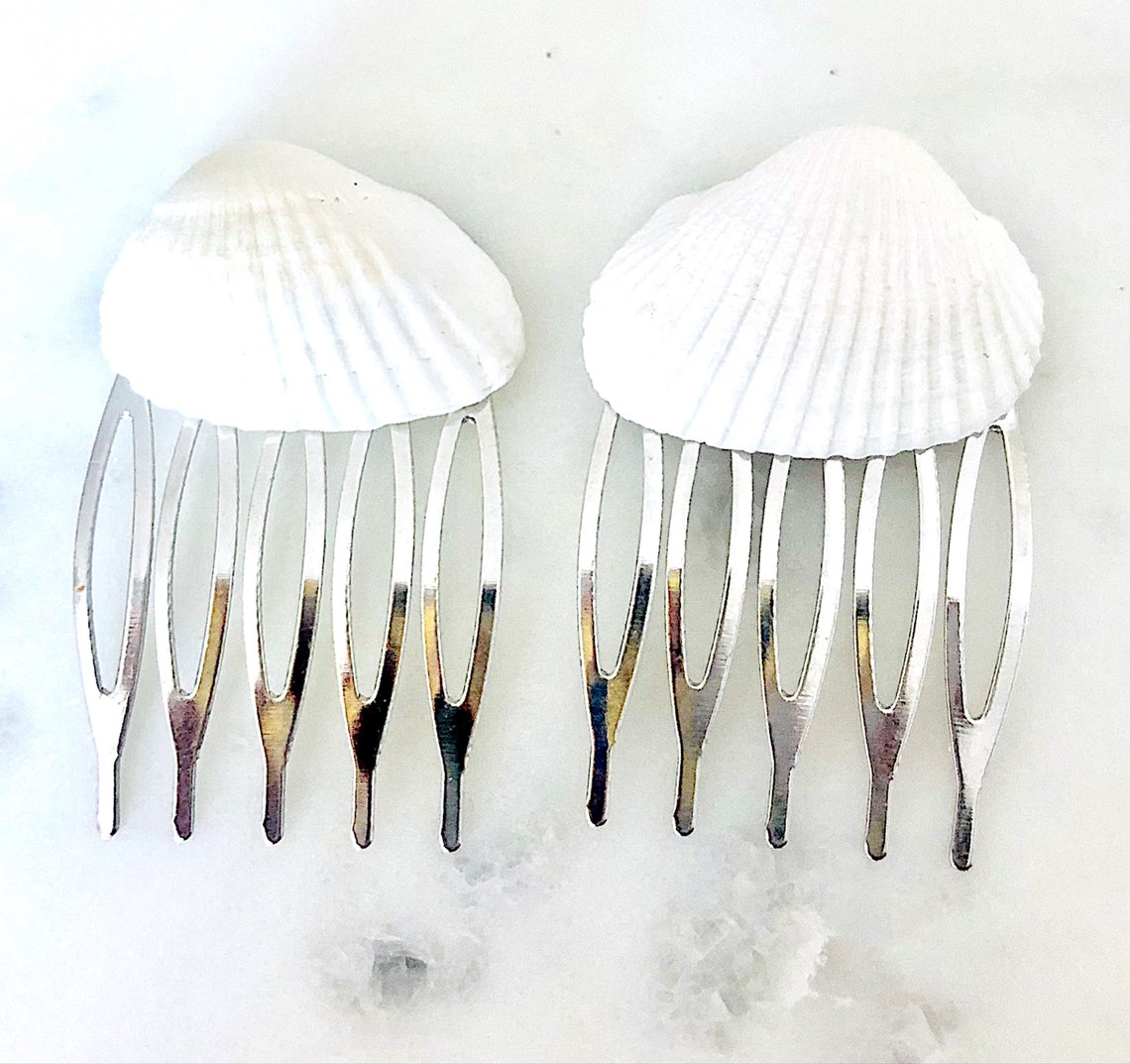 RARE Shell Hair Comb Silver Seashell Beach Modern, Costero, Accesorios ...