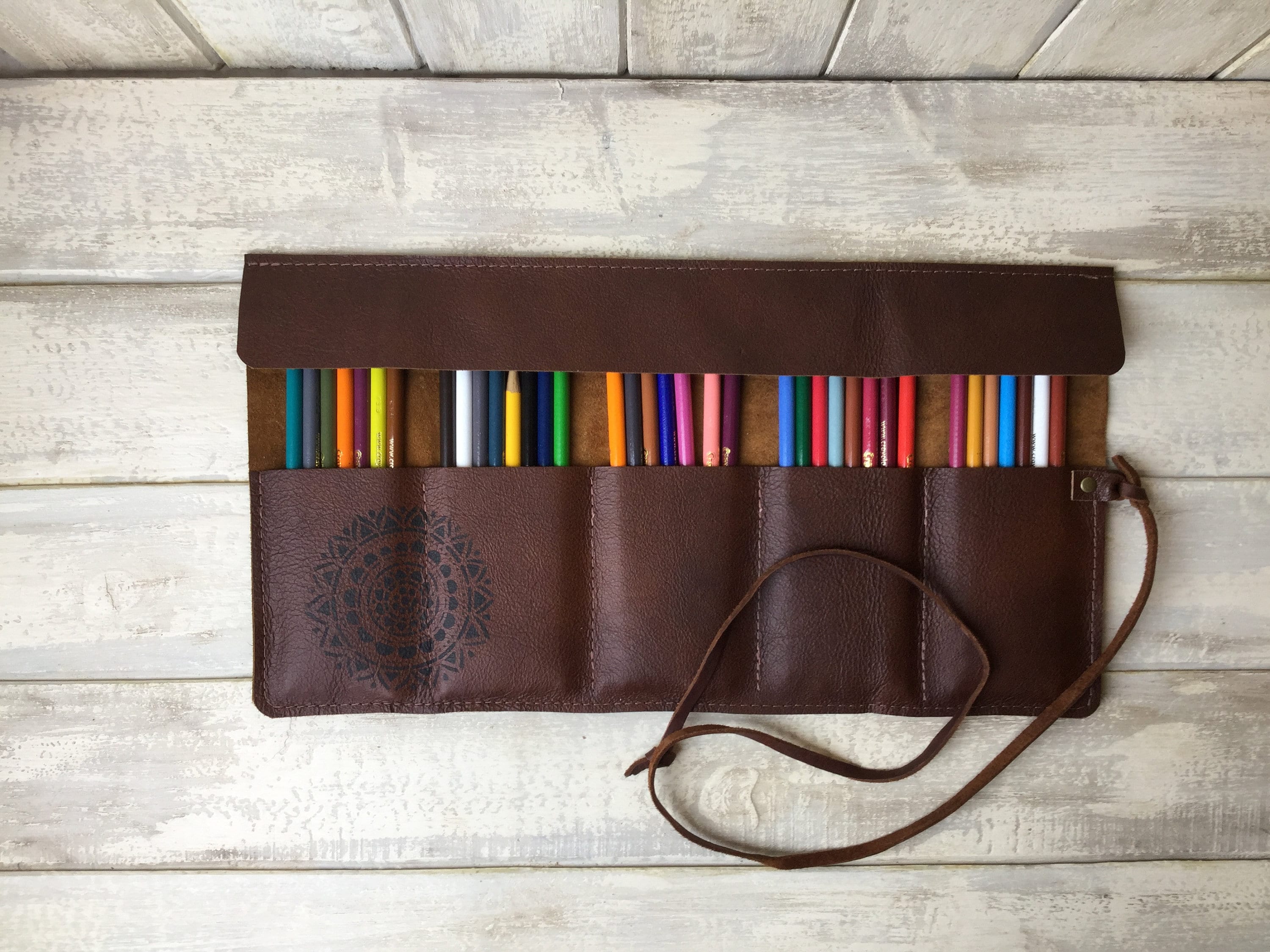 Personalized Leather Pencil Roll, Pen Roll, Pencil Roll Up Case, Artist ...