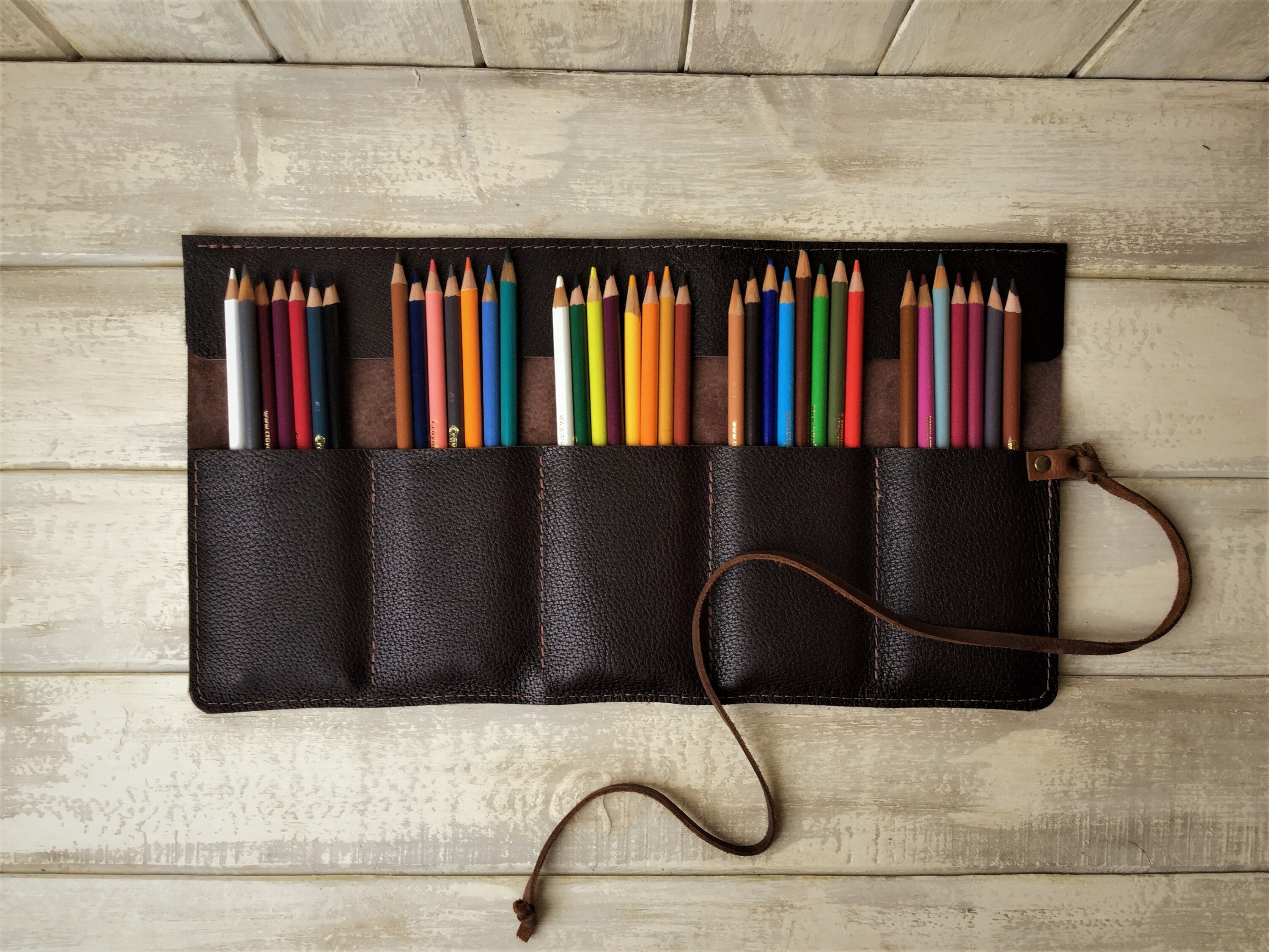 Personalized Leather Pencil Roll, Pen Roll, Pencil Roll Up Case, Artist ...