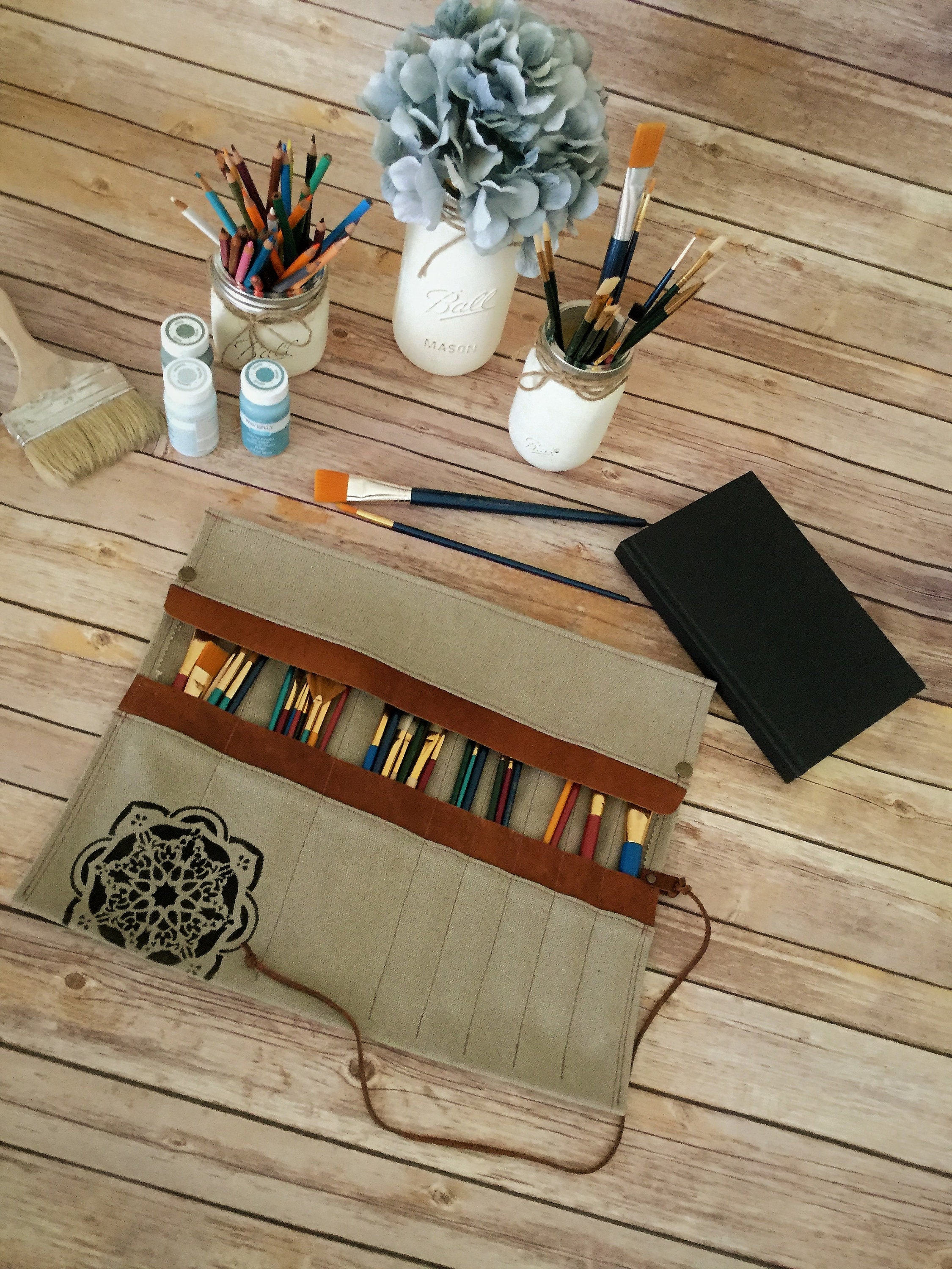 Paint Brush Roll, Artist Roll, Paint Brush Organizer, Artist pouch ...