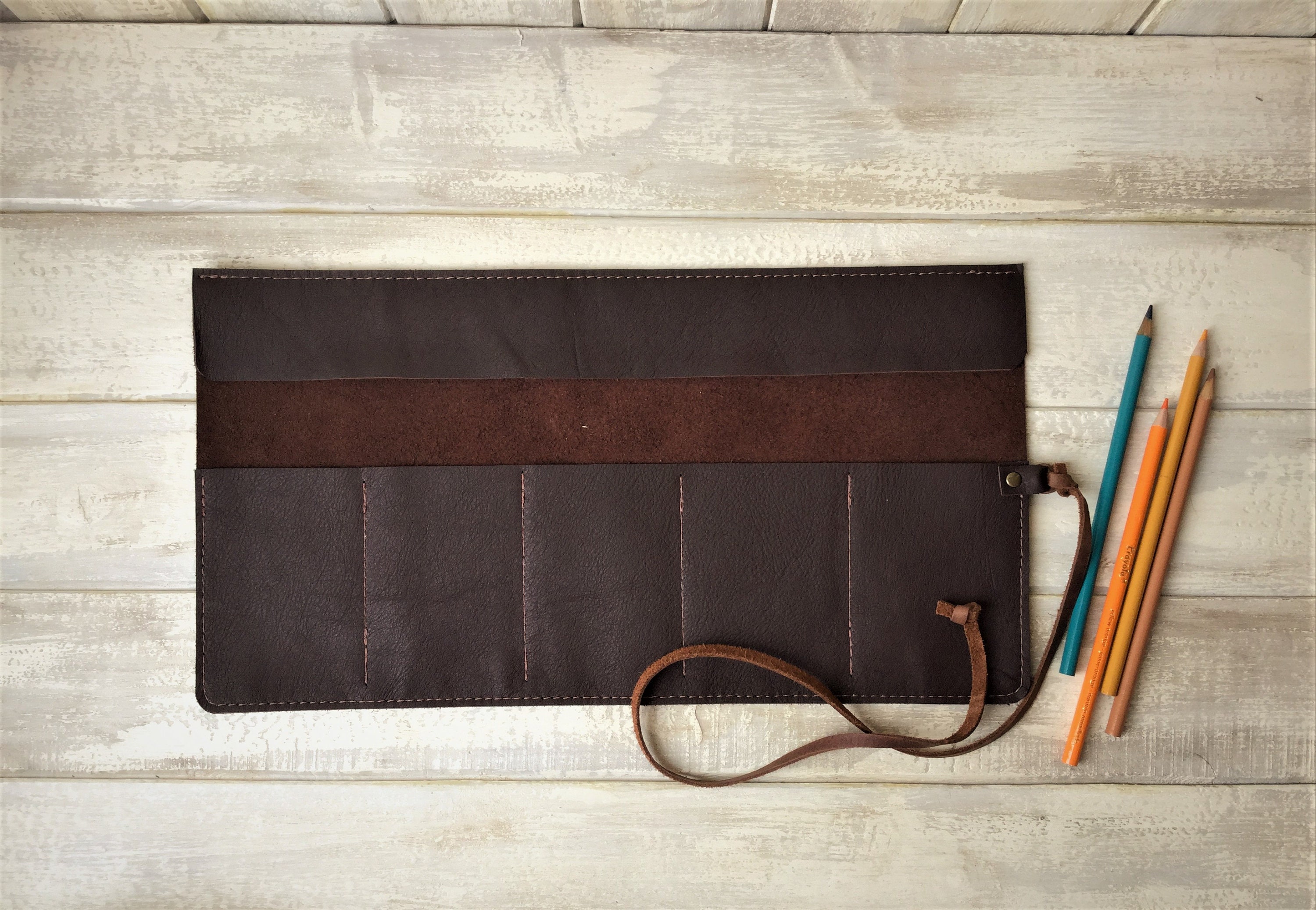 Personalized Leather Pencil Roll, Pen Roll, Pencil Roll Up Case, Artist ...