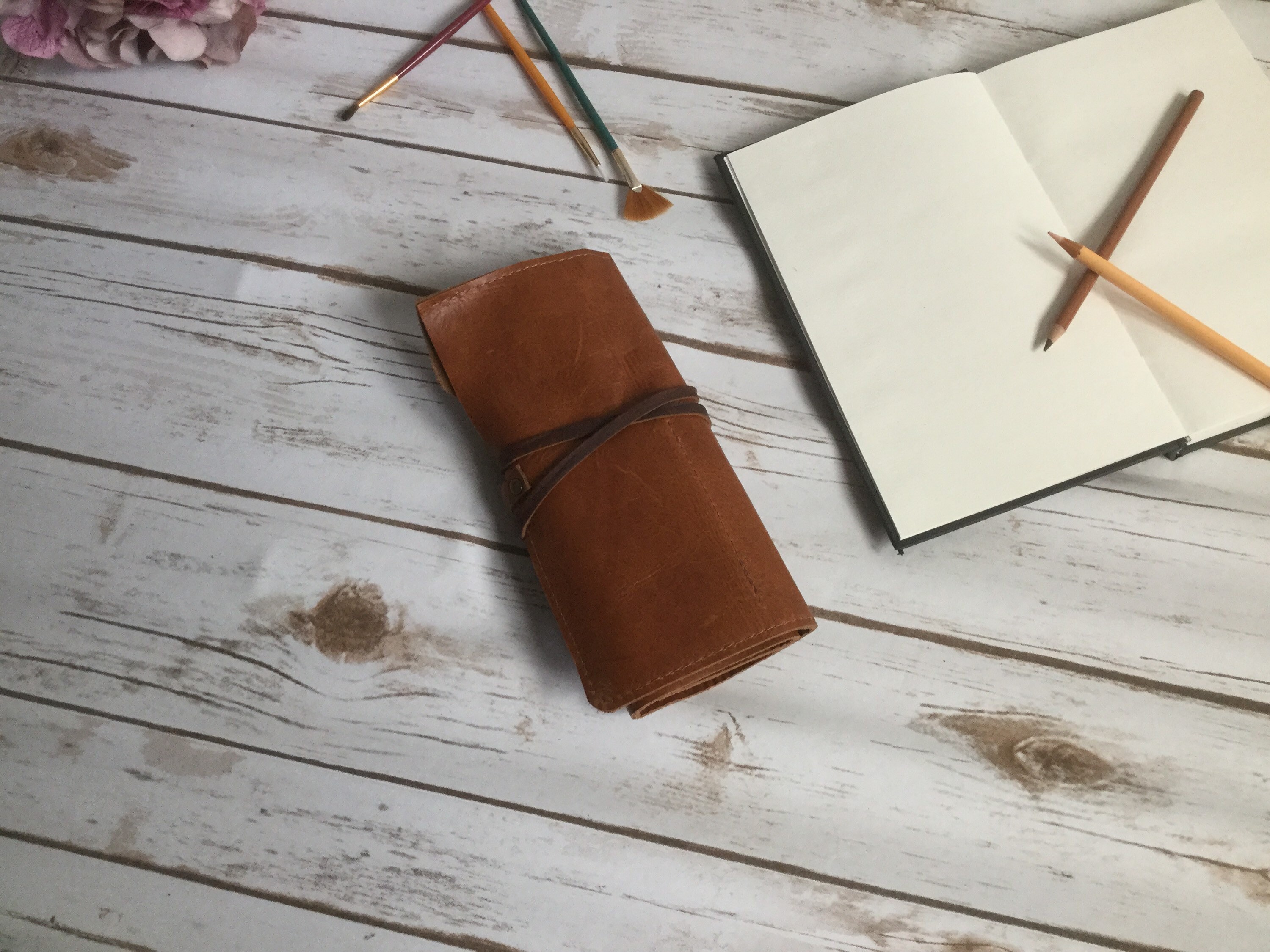 Personalized Leather Pencil Roll, Pen Roll, Pencil Roll Up Case, Artist ...