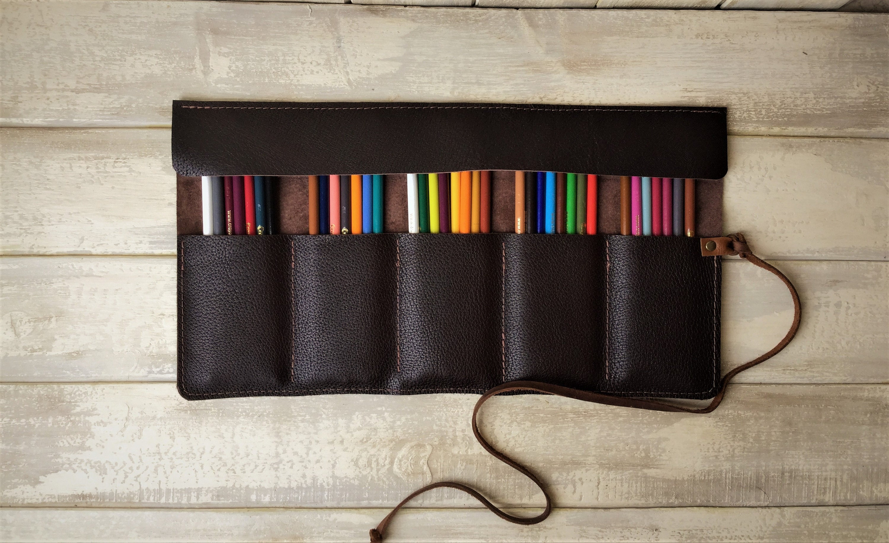 Personalized Leather Pencil Roll, Pen Roll, Pencil Roll Up Case, Artist ...