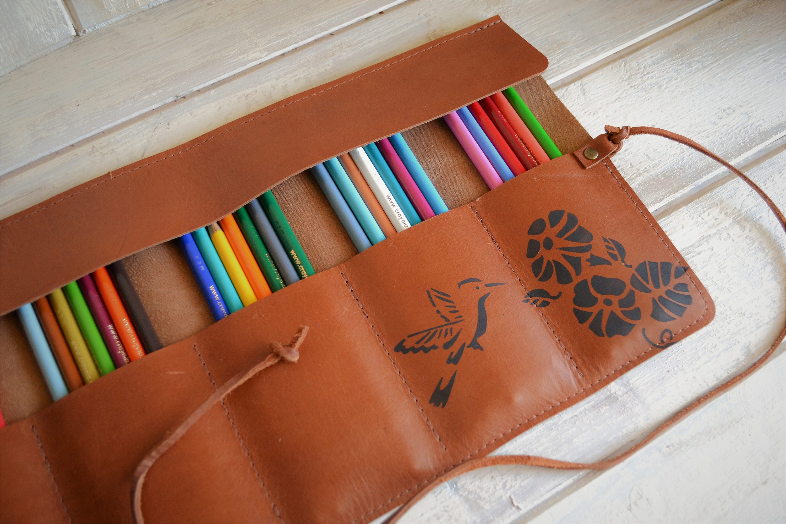 Personalized Leather Pencil Roll, Pen Roll, Pencil Roll Up Case, Artist ...