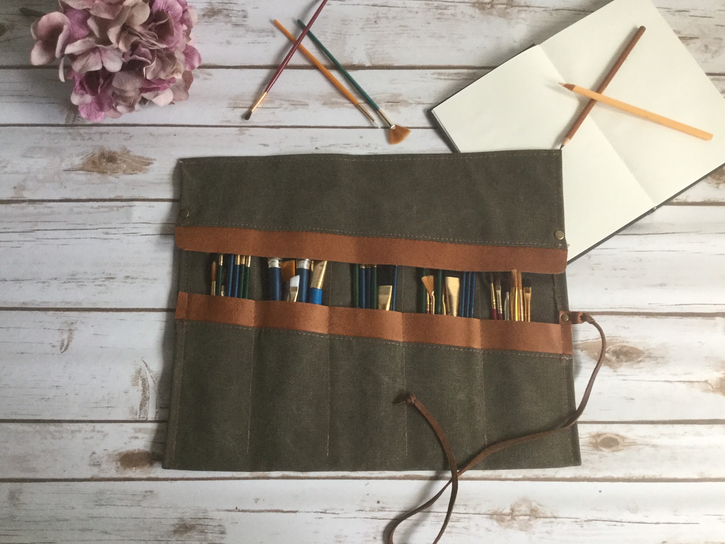 Paint Brush Roll, Artist Roll, Paint Brush Organizer, Artist pouch ...