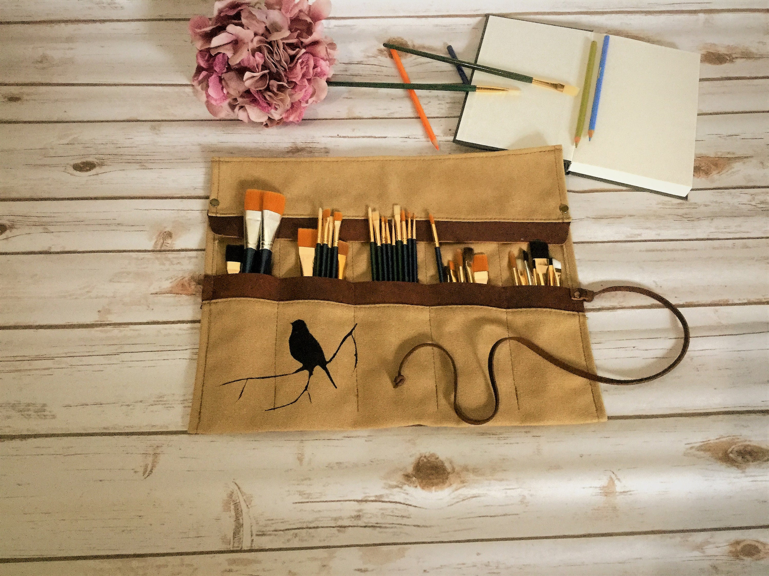 Paint Brush Roll, Artist Roll, Paint Brush Organizer, Artist pouch ...