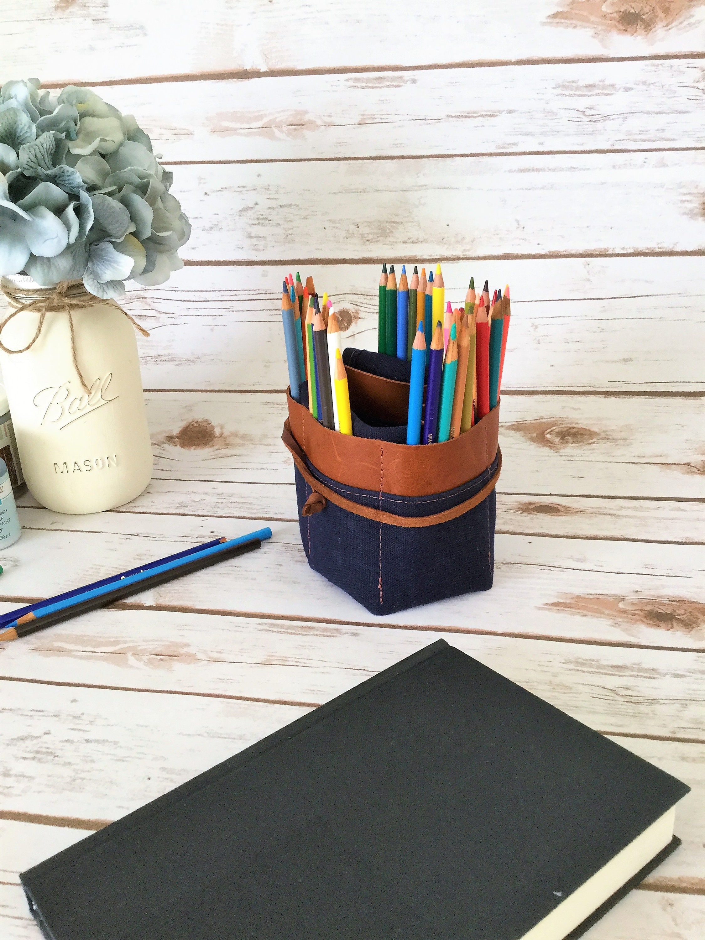 Waxed canvas personalized Pencil Roll, pencil case, Pencil Roll Up Case ...