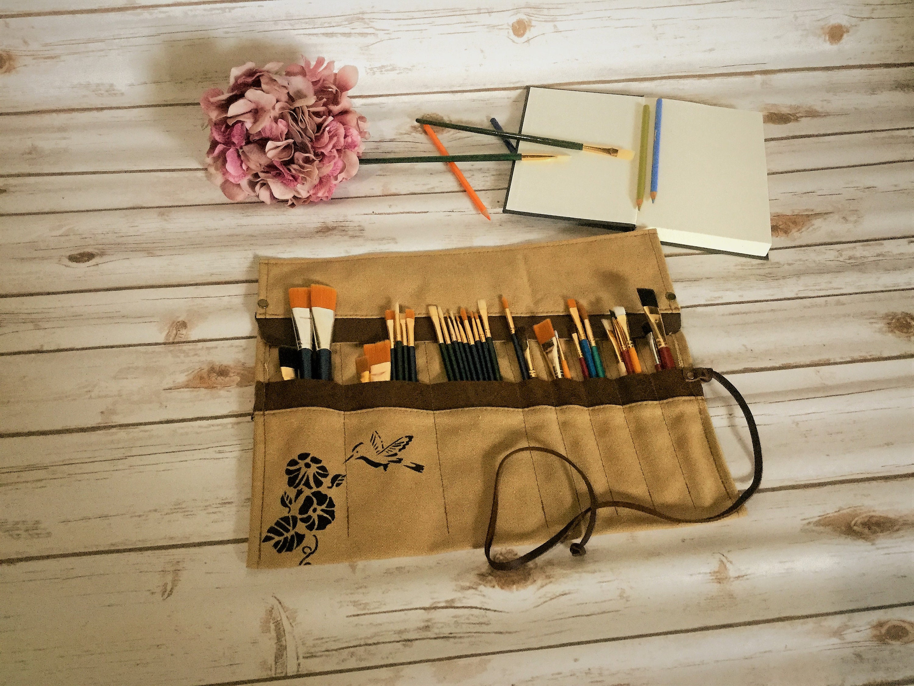 Paint Brush Roll, Artist Roll, Paint Brush Organizer, Artist pouch ...