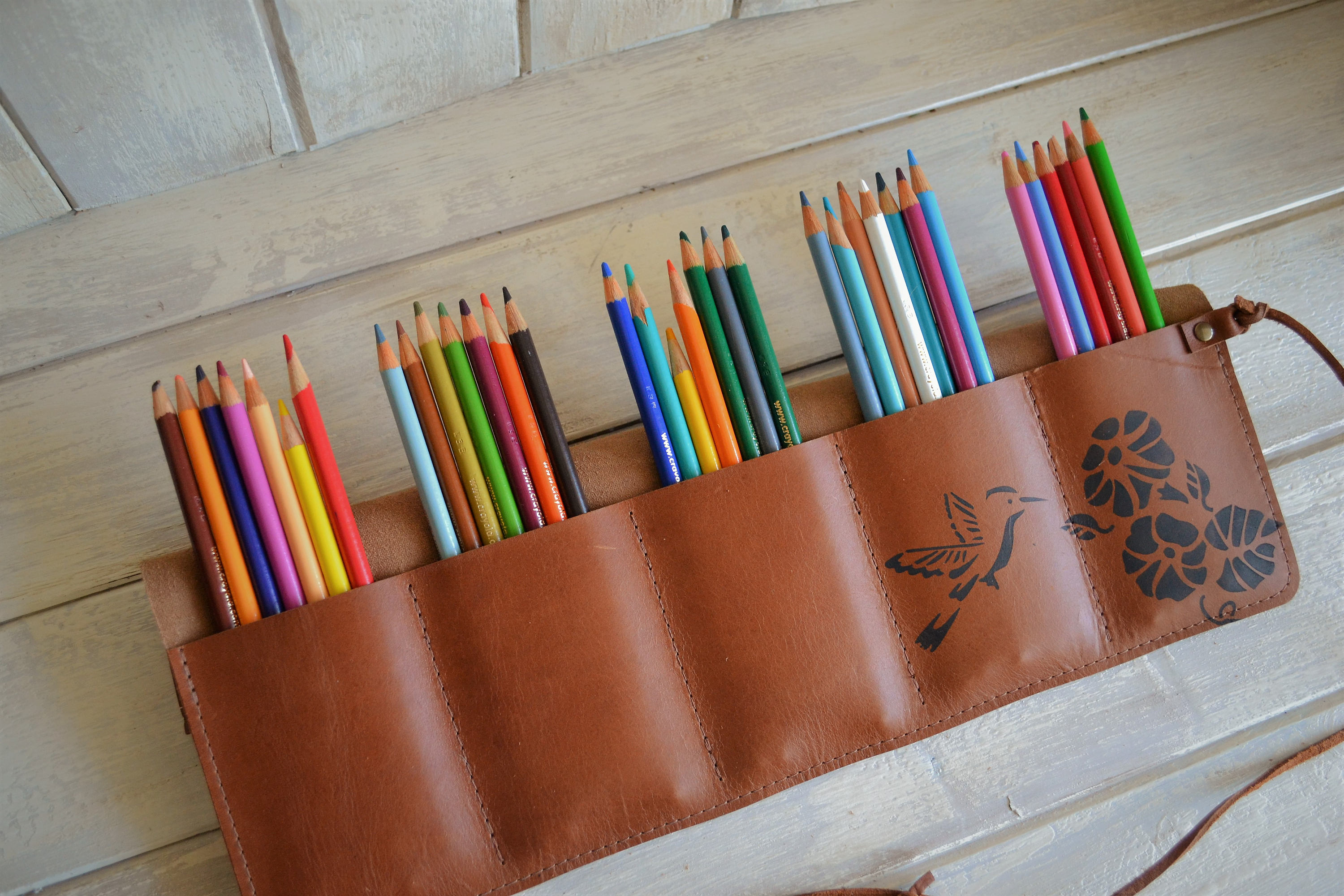 Personalized Leather Pencil Roll, Pen Roll, Pencil Roll Up Case, Artist ...