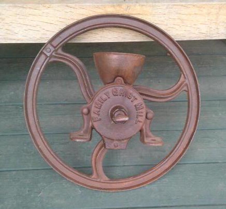Family Grist Grain Mill Grinder Handwheel Cast Iron Grinding Flour ...