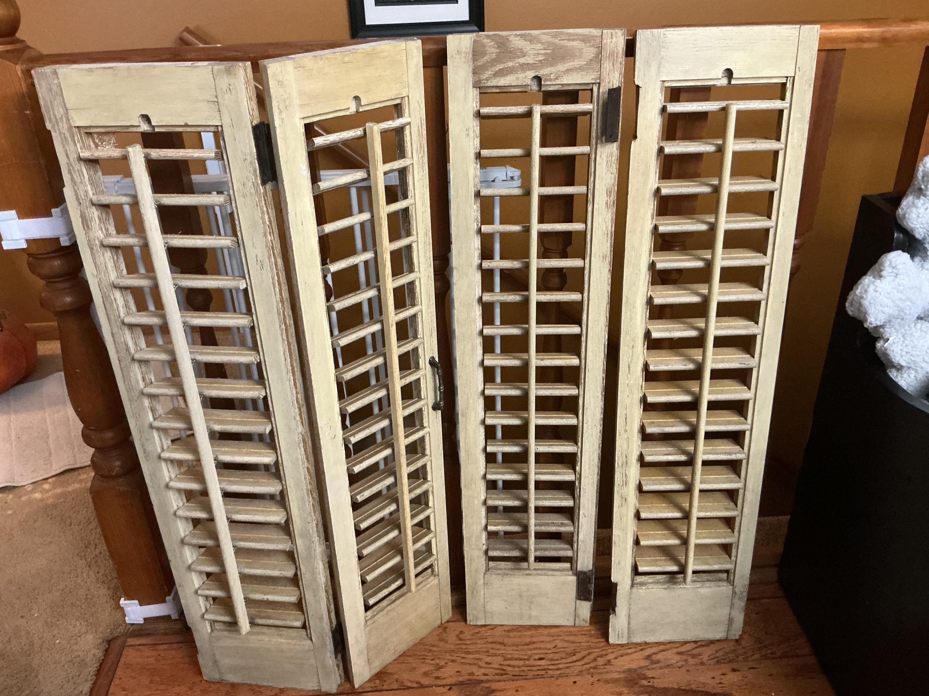 Vintage Tall Thick Chunky Heavy Wooden Shutters Window Shabby Chic Wall ...