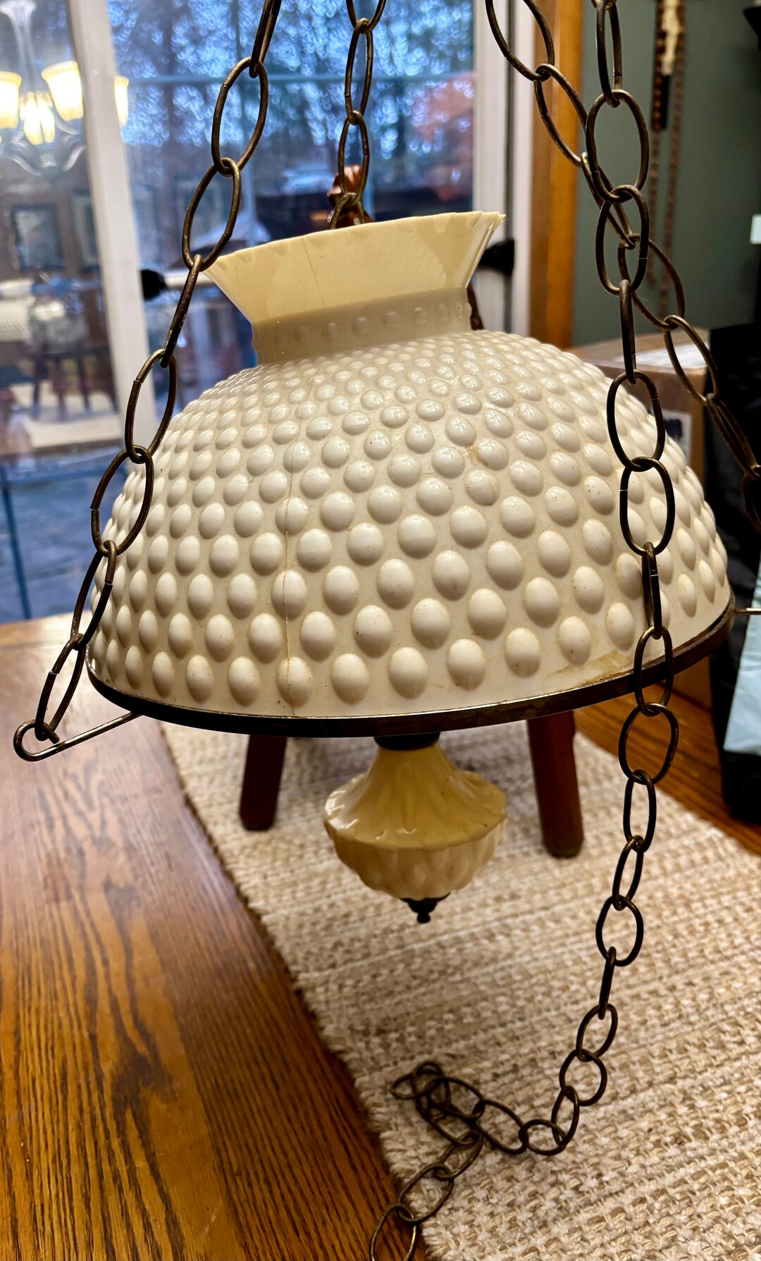 Vintage Plastic Hobnail Hanging Light With Chain Replacement Parts ...