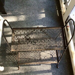 Vintage Black Metal Wrought Irontwo Tier Stand MCM Black Decorative ...