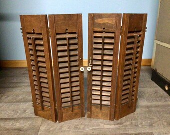 Vintage Tall Set Wooden Shutters Sets Wedding Card Holder Clutter Hider ...