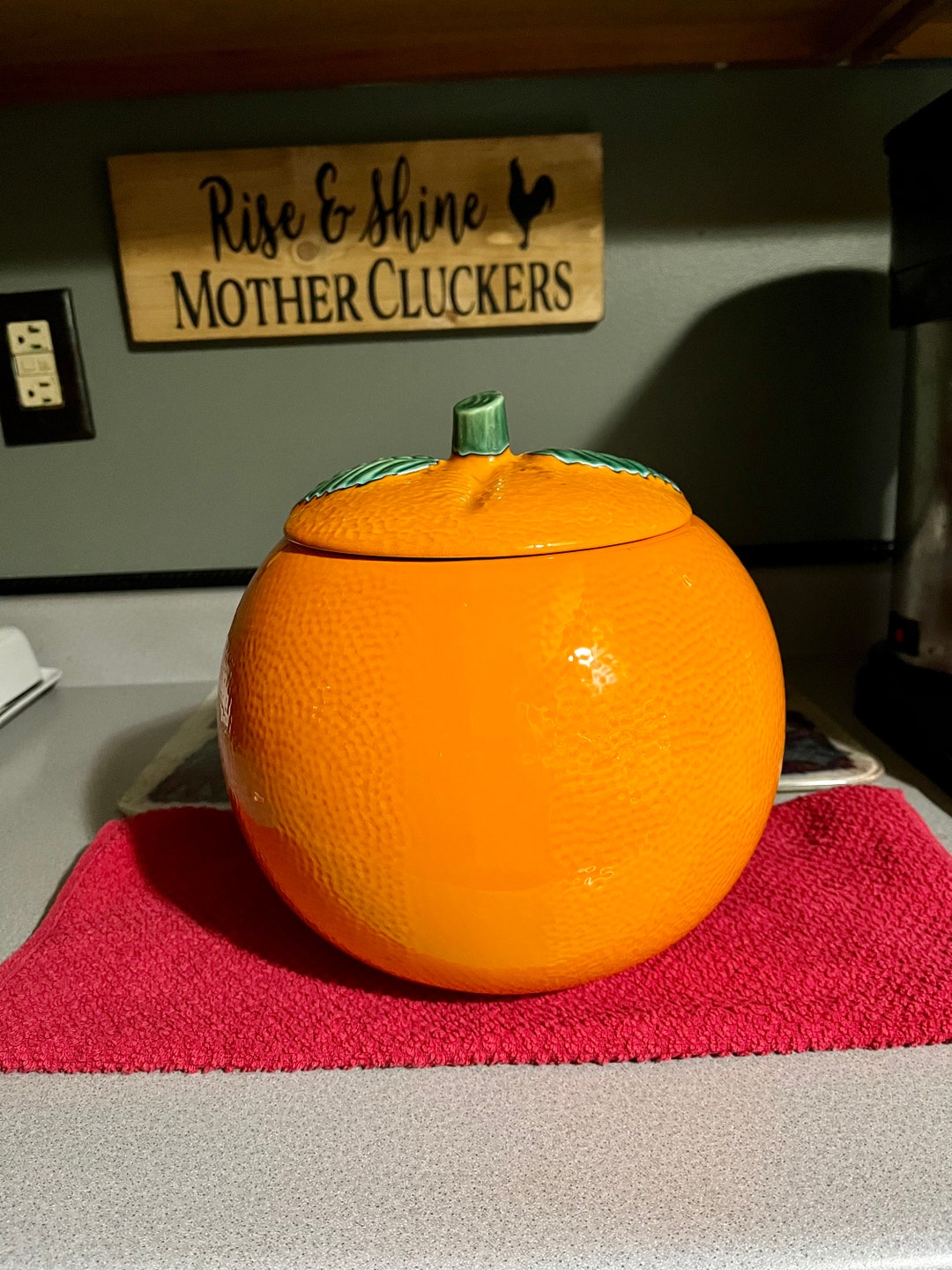 Vintage Orange Fruit Large Cookie Jar Citrus Fruit Retro Orange Kitchen ...