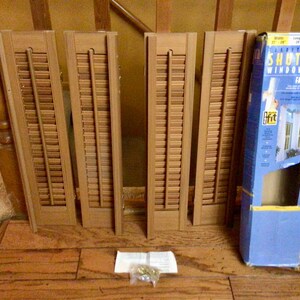 Vintage Traditional Shutter Window Set NIB Fauxwood Polyvinyl Oak ...