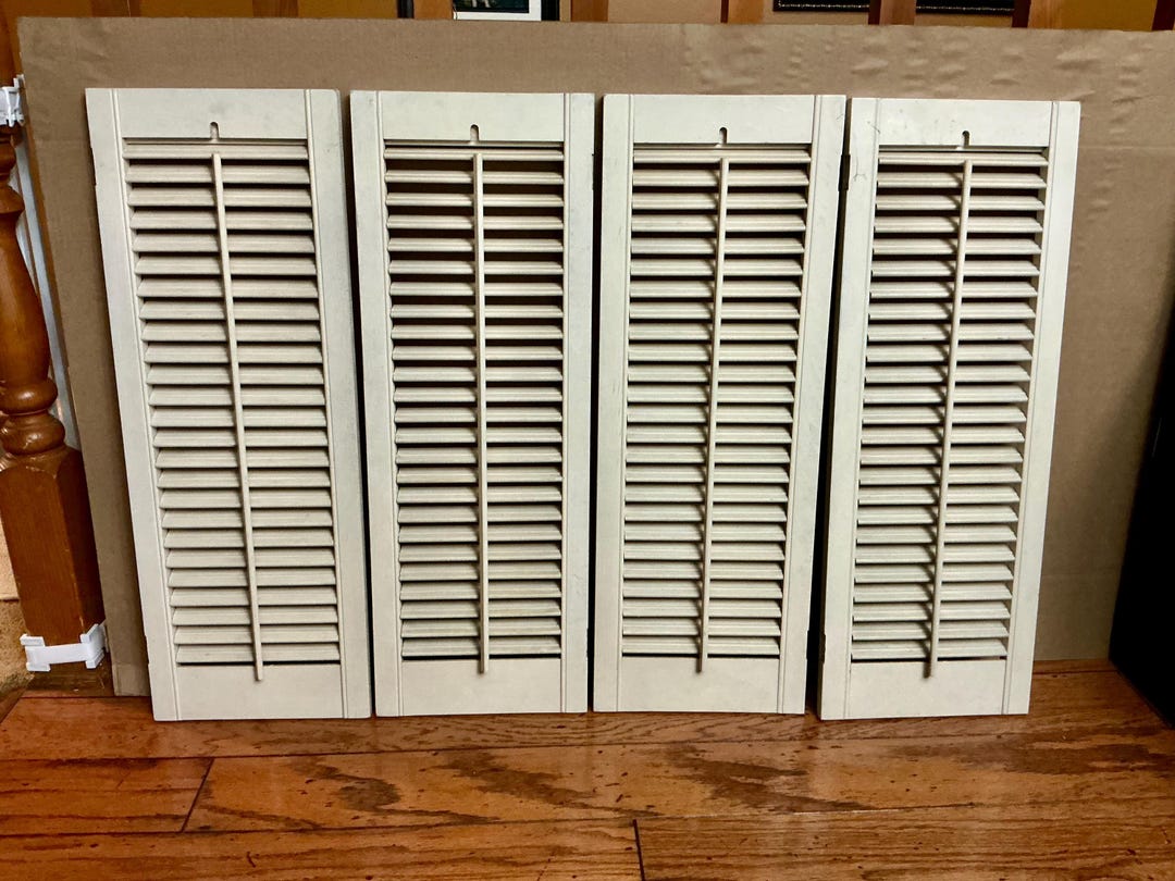 Vintage White Wooden Shutters Window Wedding Card Clutter Hider Shabby ...