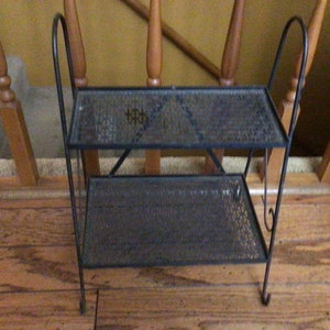 Vintage Black Metal Wrought Irontwo Tier Stand MCM Black Decorative ...