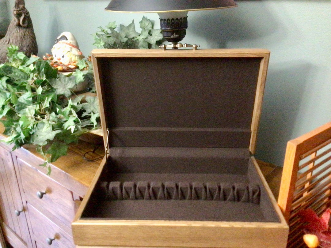 Vintage Wooden Silverware Chest Case Travel Jewelry Showcase Decor - Etsy