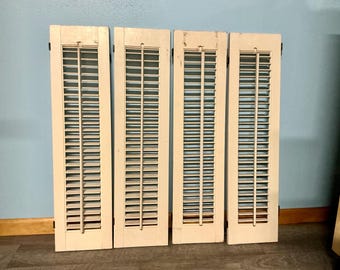 4 Vintage Shutter Panels Interior Wood Louver Shutters Wedding Reception Card Holder Window ...