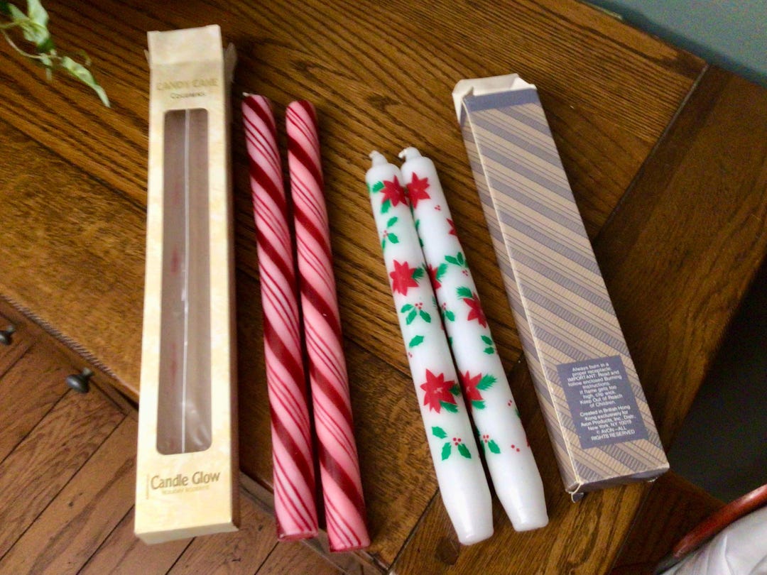 Vintage NIB Candy Cane Columns Taper Candles Avon Festive Holiday ...