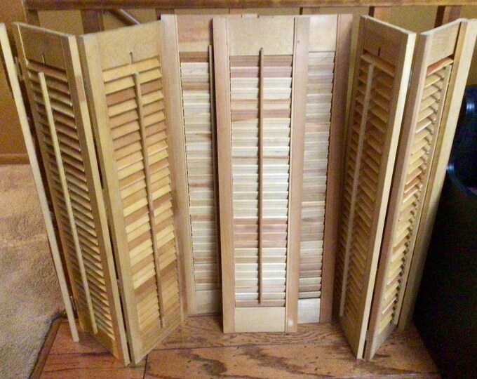 Vintage Tall Set Wooden Shutters Sets Wedding Card Holder Clutter Hider ...