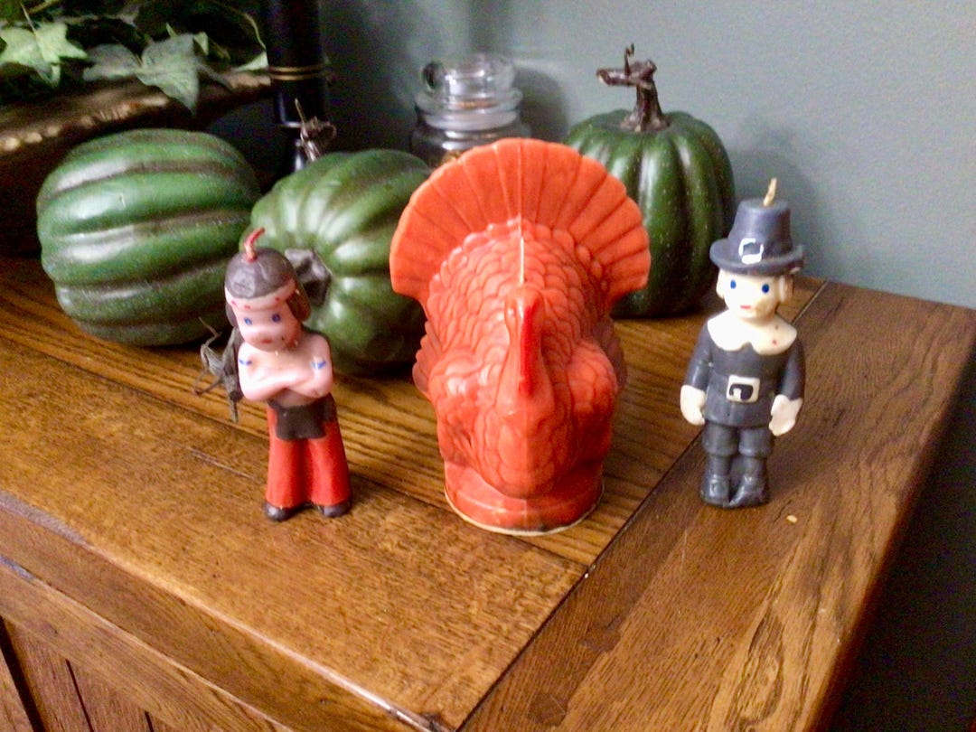 Vintage Turkey Pilgrim Indian Candles Lot of 3 Made in the USA - Etsy