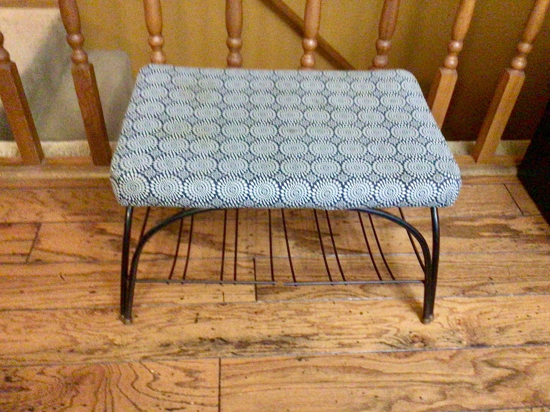 Vintage Black Wrought Iron Metal MCM Footstool Footrest Bench Stool - Etsy