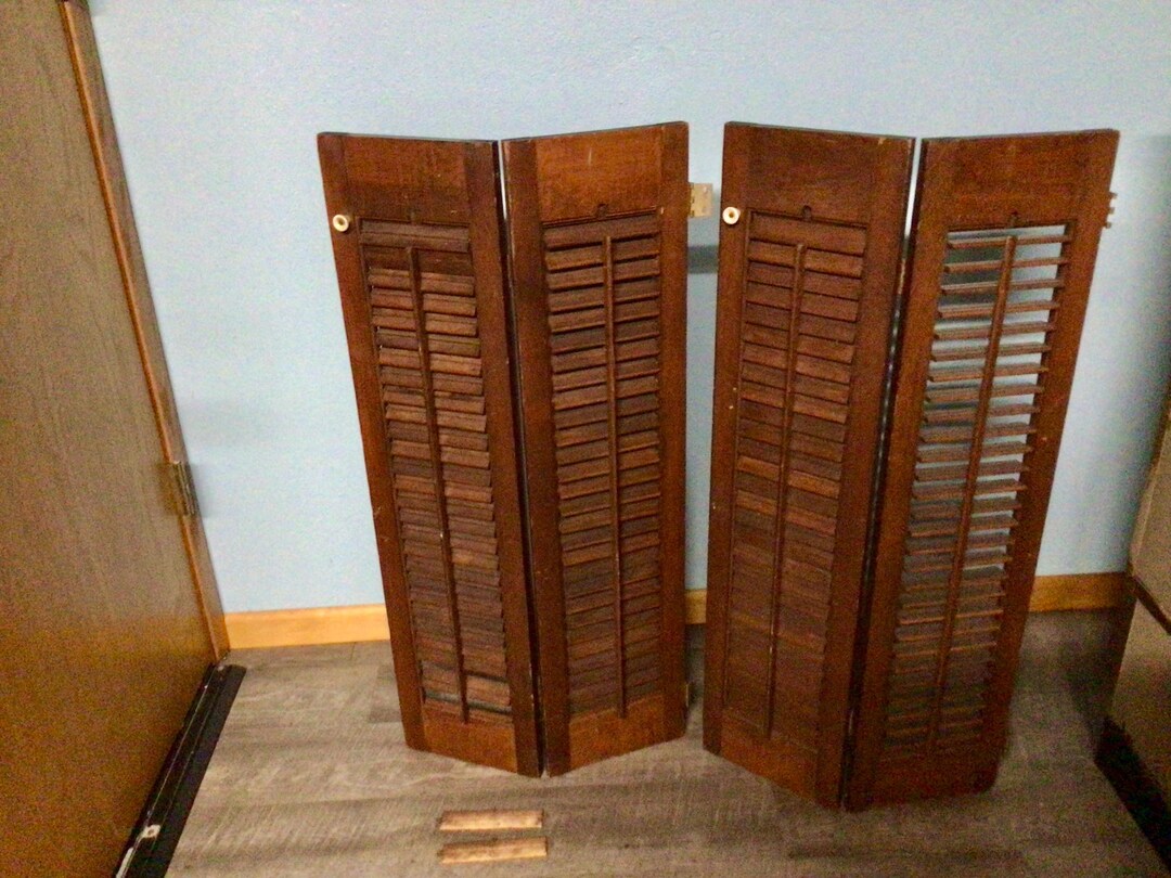 Vintage Tall Original Wooden Shutter White Knob DIY Clutter Wall Decor ...