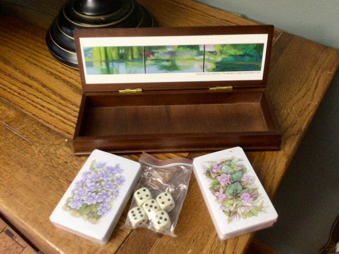 Vintage Wooden Card Dice Box Floral Decorative Card Player Fun Box - Etsy