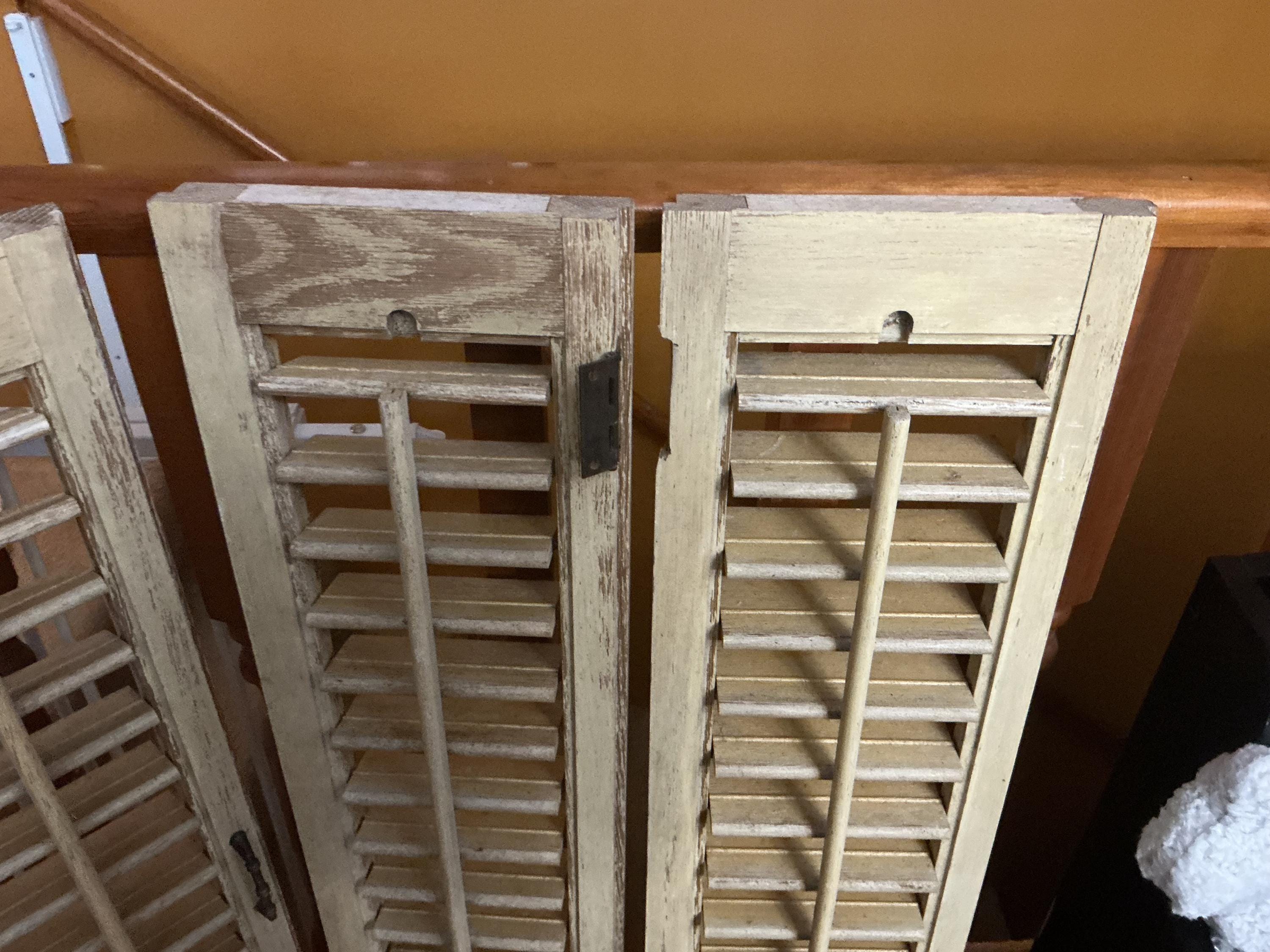Vintage Tall Thick Chunky Heavy Wooden Shutters Window Shabby Chic Wall ...