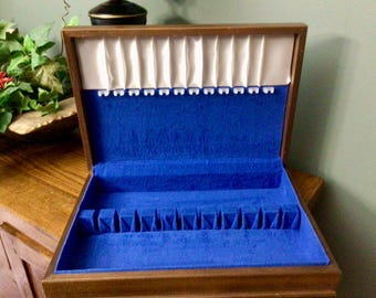 Vintage Wooden Silverware Case Box With Drawer Jewelry Showcase Show ...