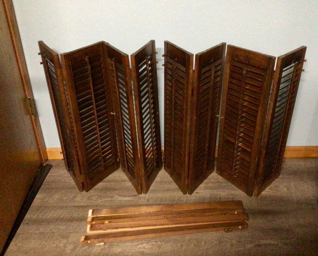 Vintage Lot of Tall Dark Wood Wooden Shutters Window, Wedding, Clutter ...