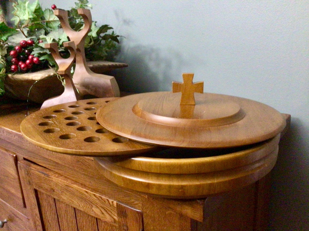 Vintage Wooden Catholic Church Heavy Wooden Communion Tray With Lid - Etsy