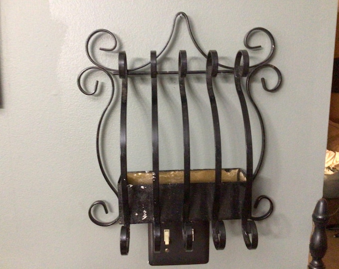 Vintage Black Wrought Iron Window Grille Flower Box Hang or Flat Ivy ...