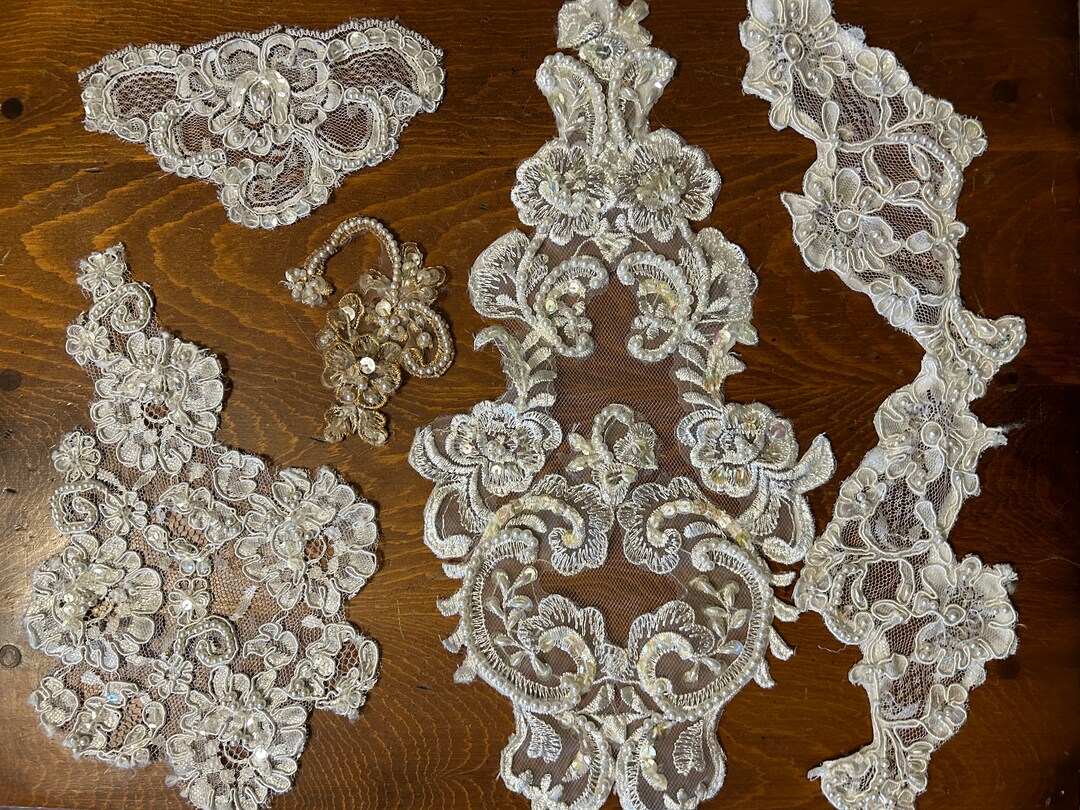 5 Vintage Lace Pieces Each Cut From a Different Vintage Wedding Dress ...