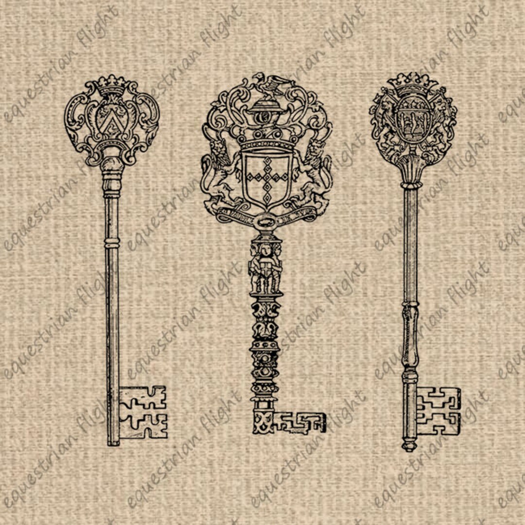 Printable Antique Keys Vintage Vintage Key Set Illustration Key Print ...