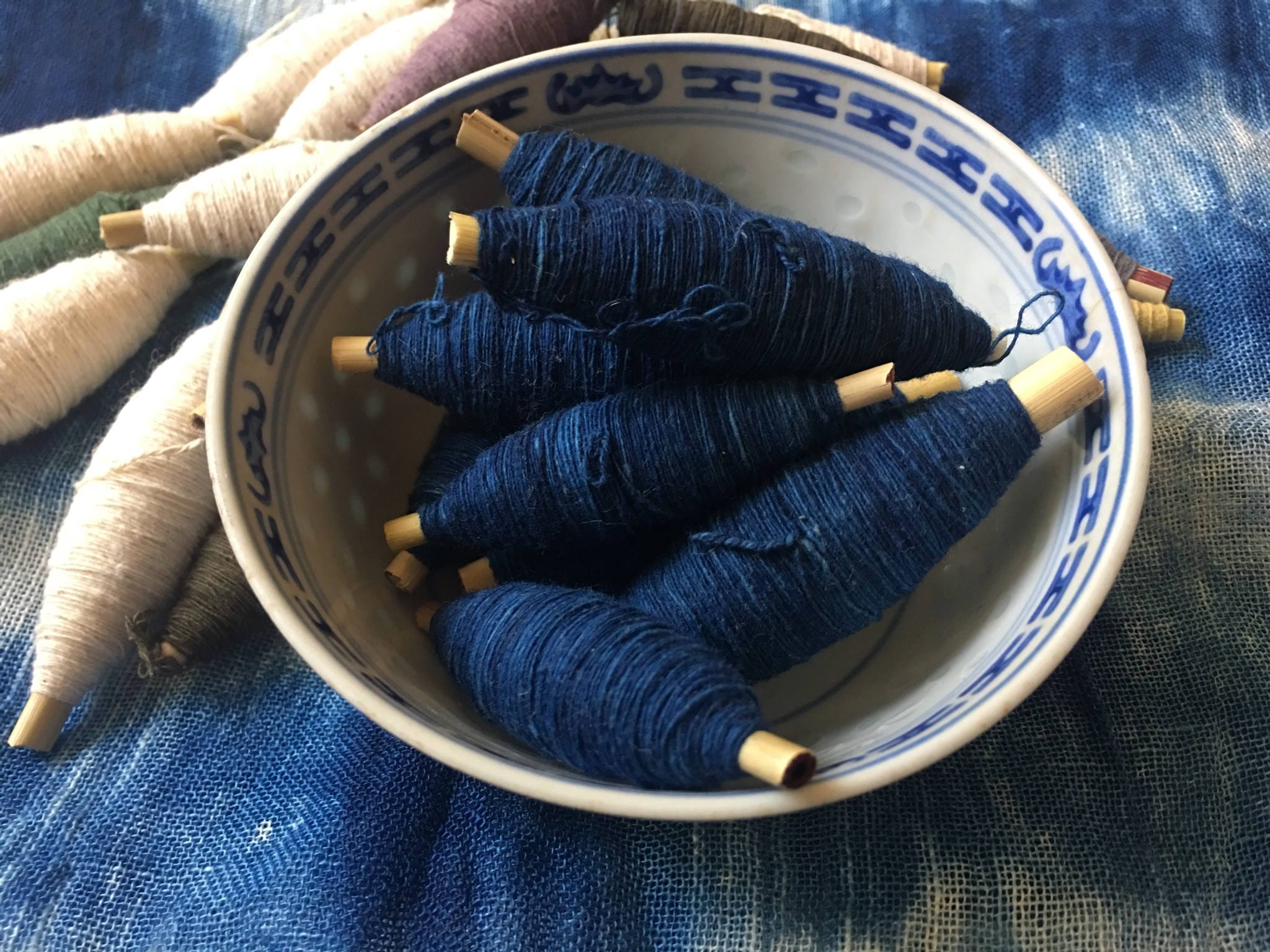 Shibori Indigo Cotton Thread/ Yarn - Sashiko Blue Dyed Good Thread ...
