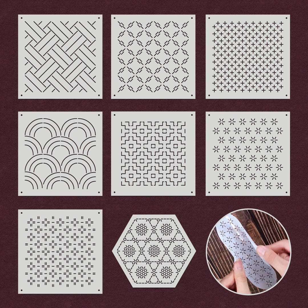 Sashiko Stencils - Embroidery Patterns or Quilting Stencils - Boro ...