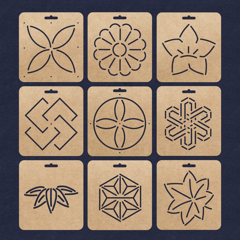 Acrylic Stencil for Sashiko | 9 Types - Sashiko Stencil Quilting ...