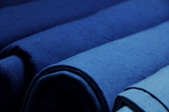 Tie dyed Plain indigo Cotton fabrics Natural Plant dyes Hand | Etsy