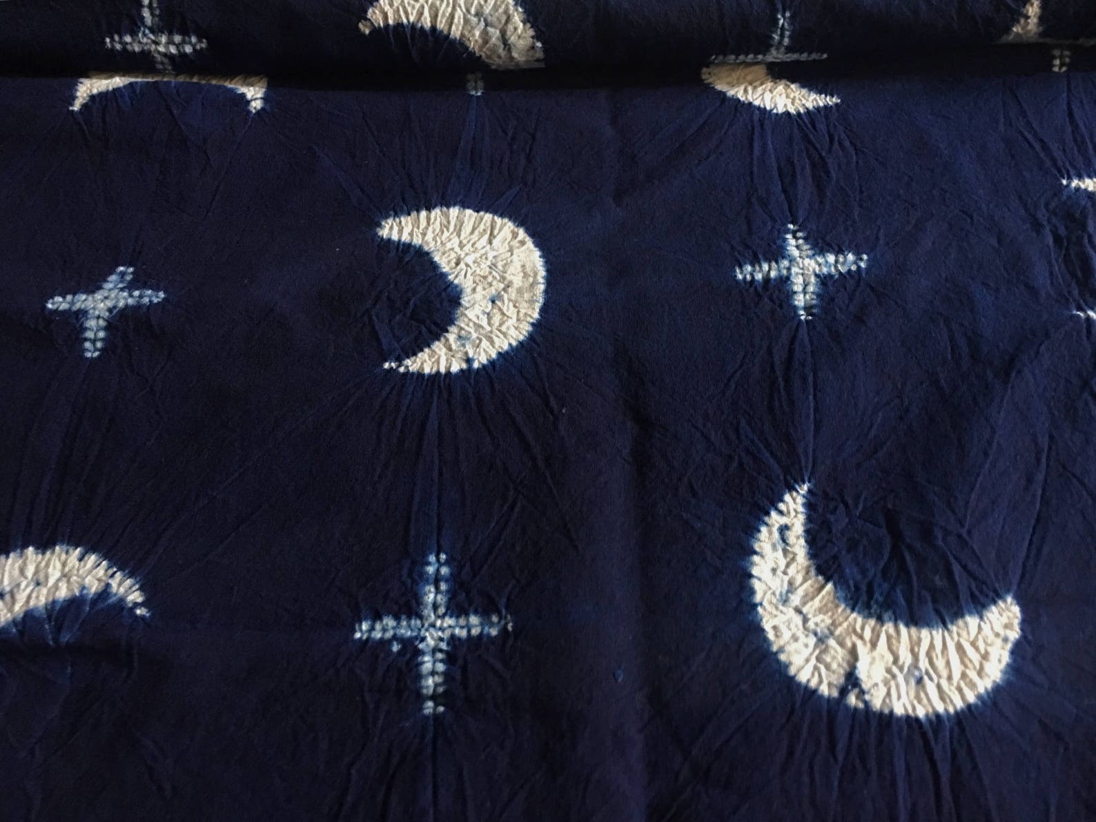 Moon Indigo Blue Cross Cotton Fabric Tie Dyed Blue Cloth | Etsy
