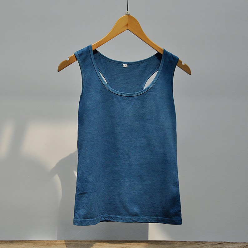 Indigo Blue Cotton Women Tank Top Shibori Tie Dye Natural - Etsy